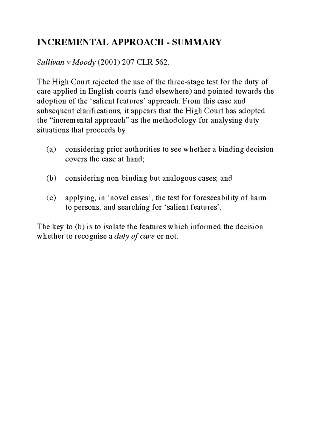 Incremental Approach - Summary - INCREMENTAL APPROACH - SUMMARY ...