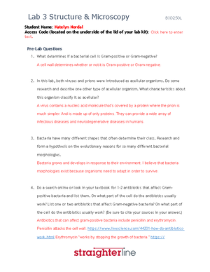 Lab 2 for Microbiology Lab from Straighterline - Student Name: Katelyn ...