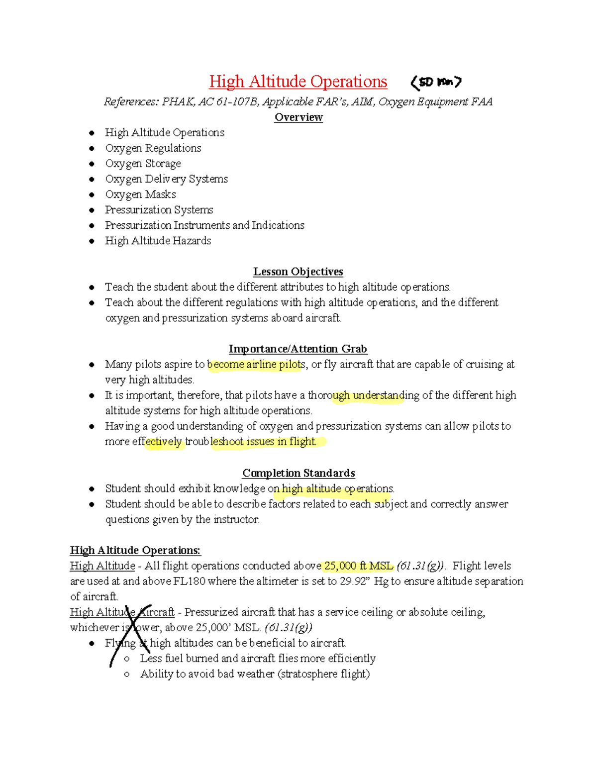 High Altitude Operations - Teach about the different regulations with ...