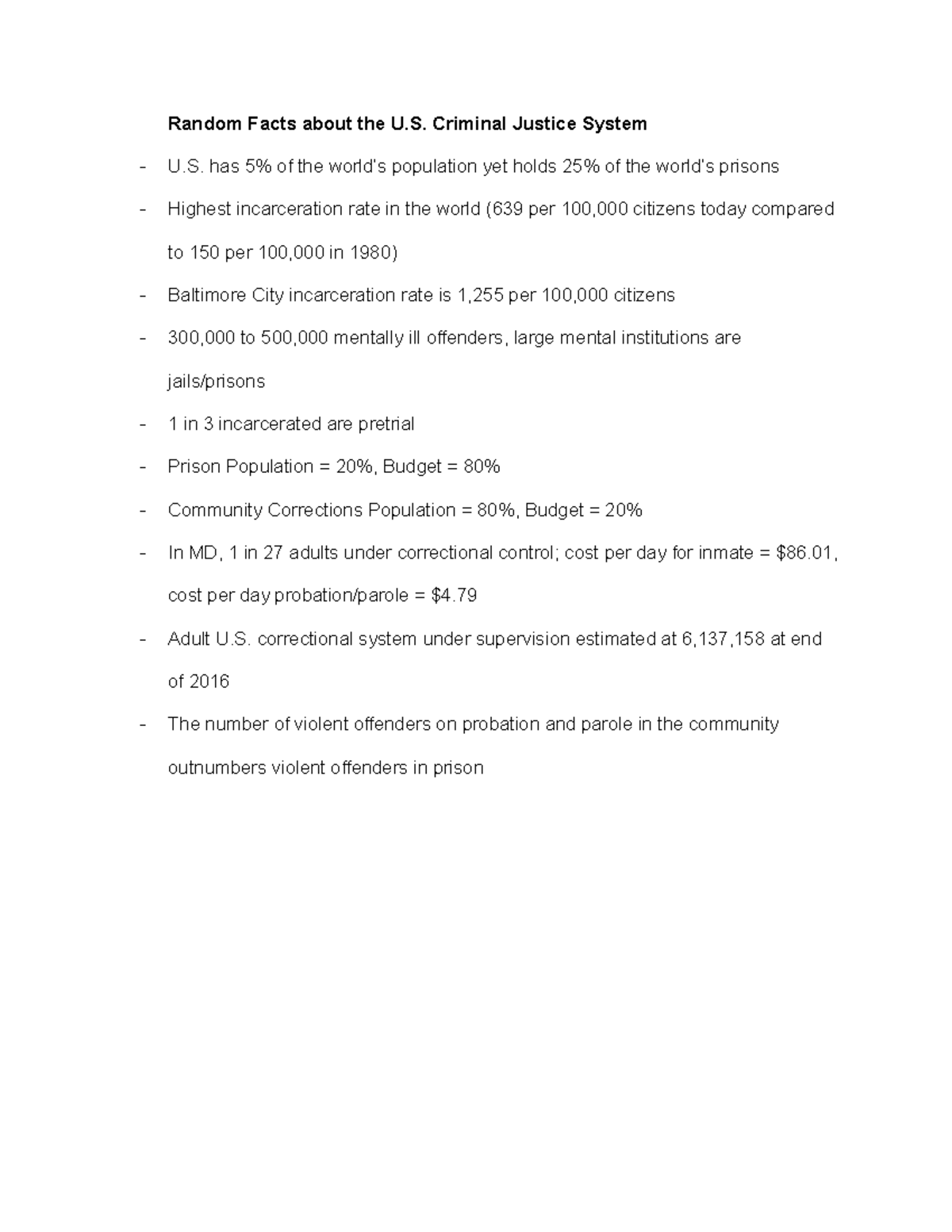 Facts/Basics of the U.S. Criminal Justice System - Random Facts about ...