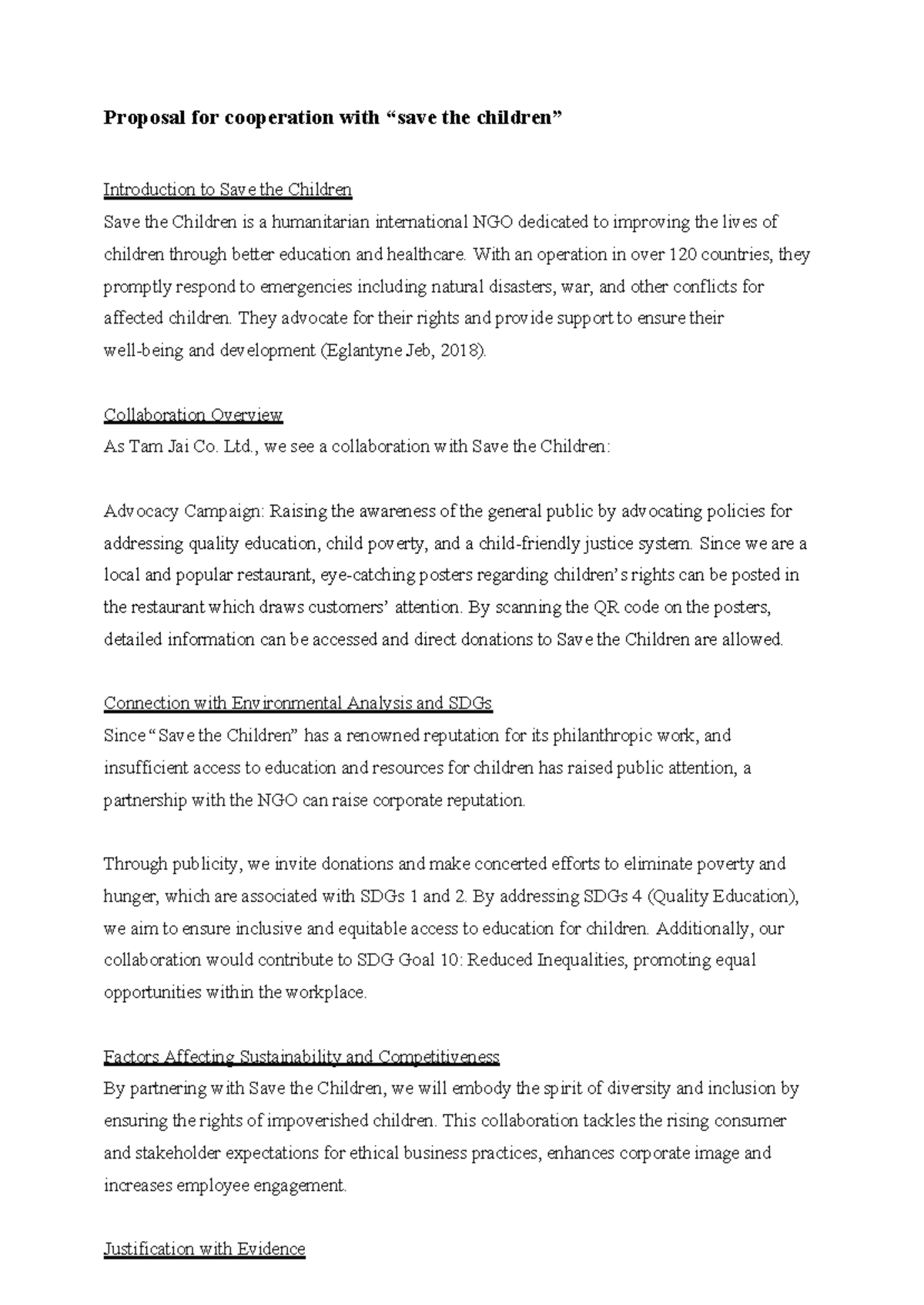 Proposal for cooperation with “save the children” - Proposal for ...