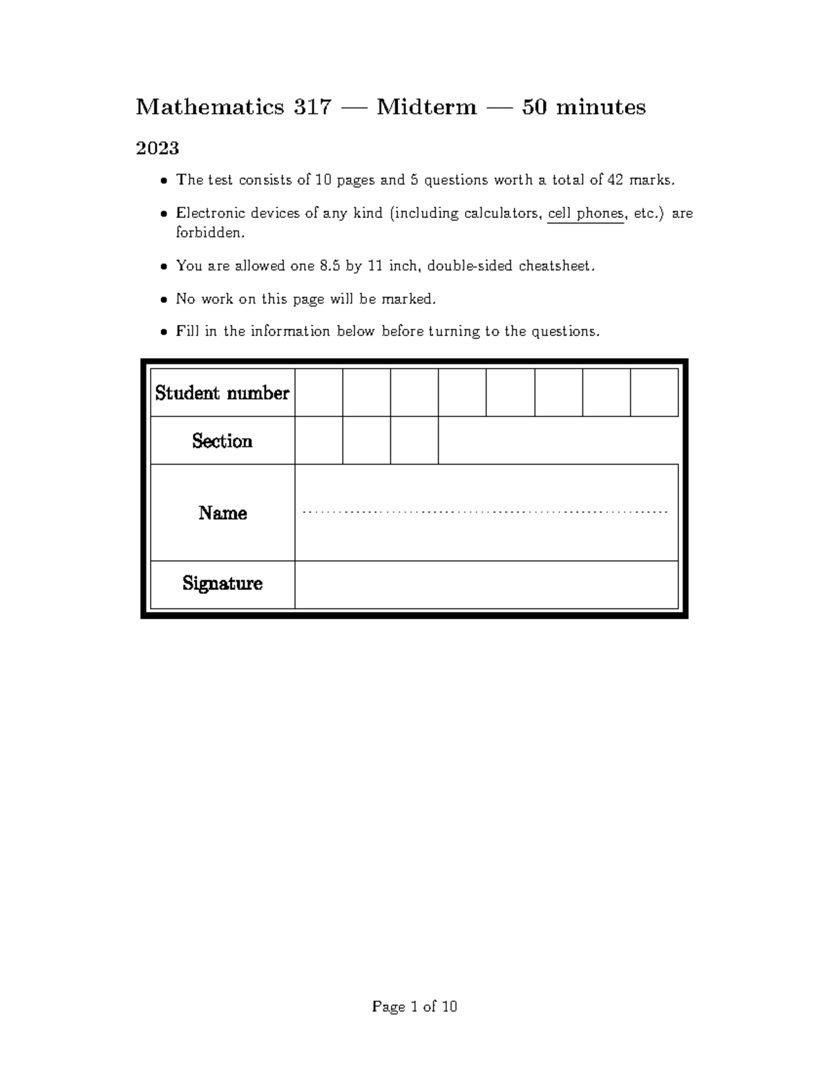 MT-2023-soln - UBC math 317 MT1 solutions 2023 term - Mathematics 317 ...