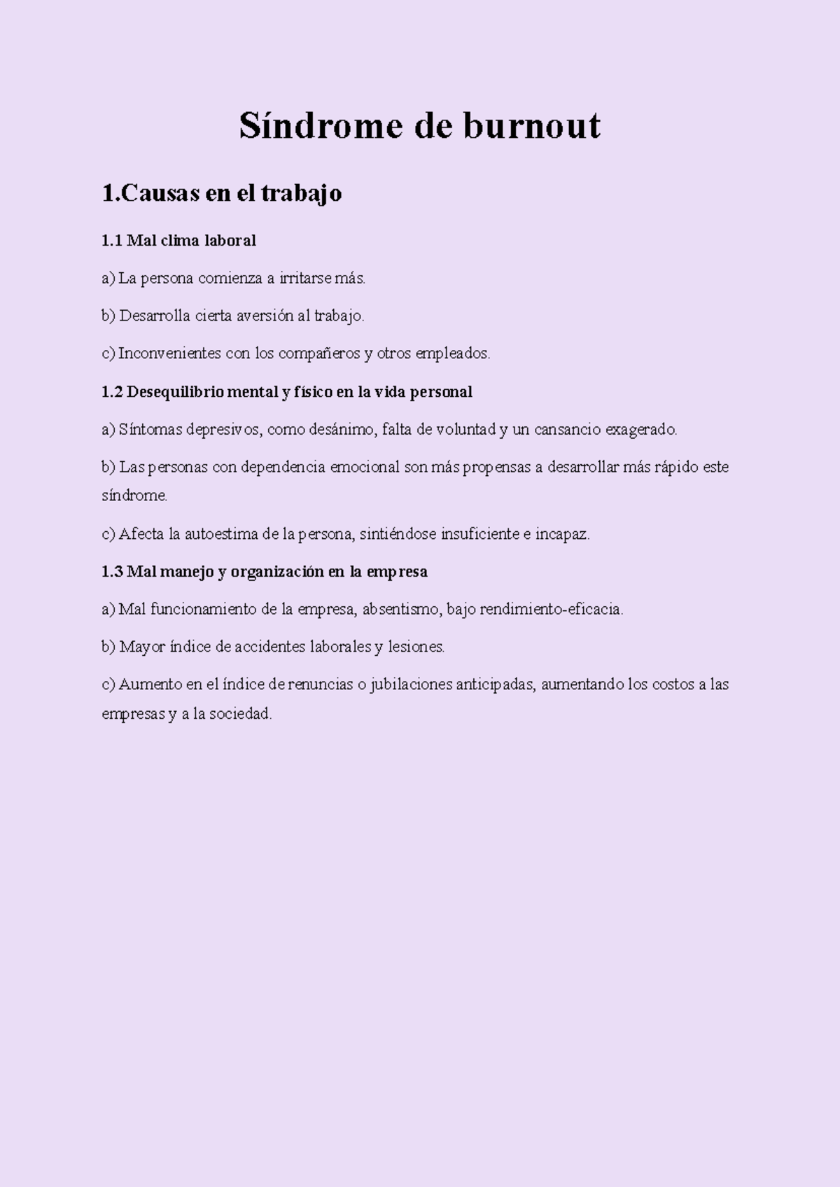 Síndrome de burnout.docx c esquema numerico - Síndrome de burnout 1 en el trabajo 1 Mal clima ...