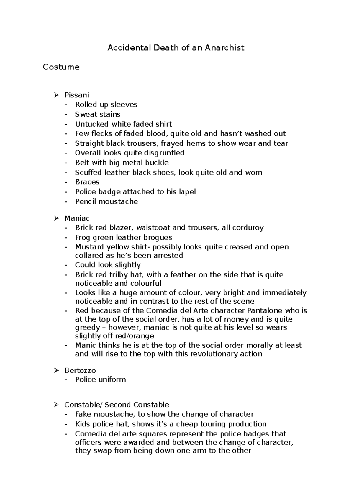 Accidental Death of an Anarchist – Costume - Accidental Death of an ...