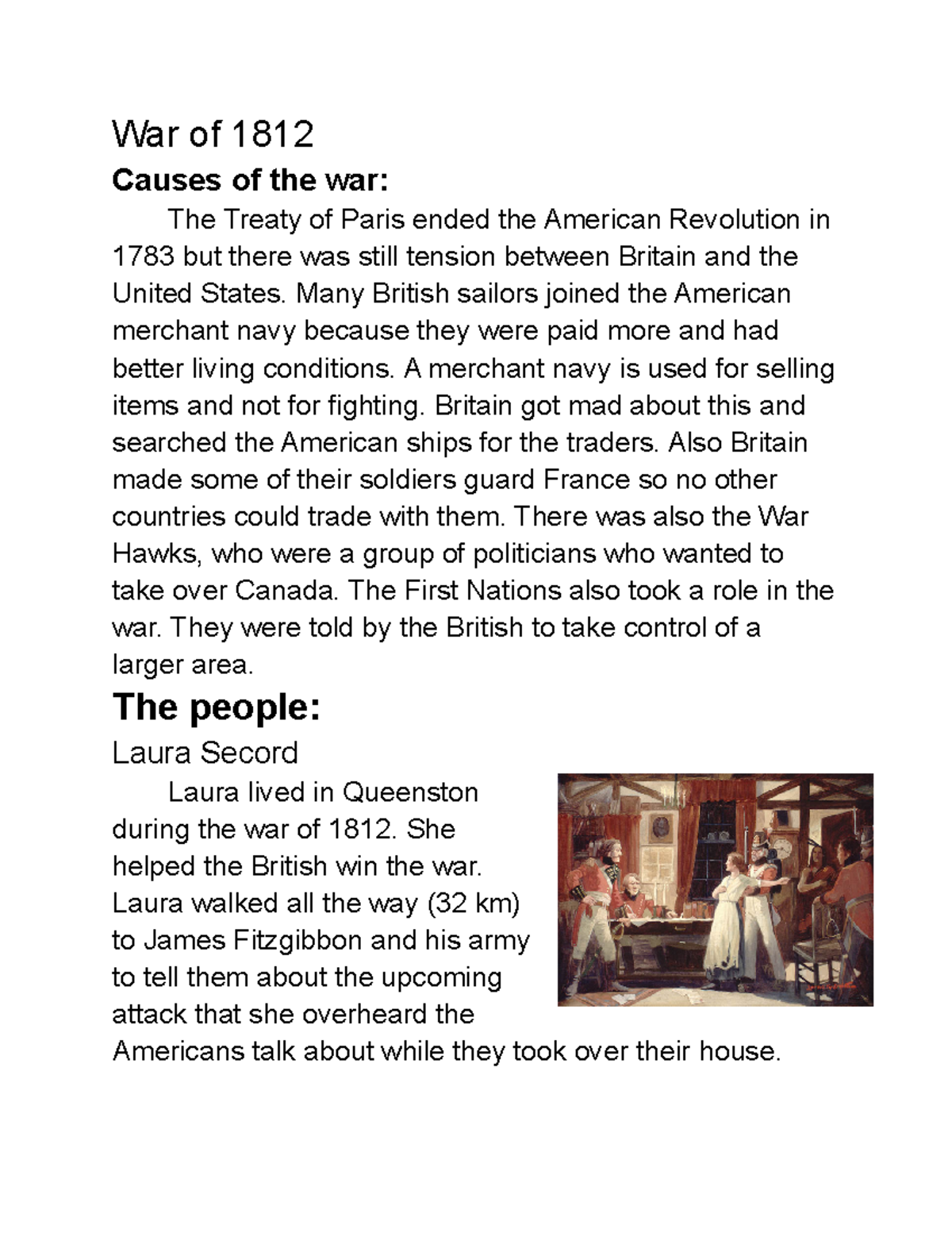 War of 1812 - war of 1812 project - War of 1812 Causes of the war: The ...