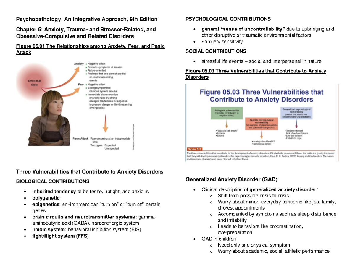 Abnormal Psychology Ch05 - Psychopathology: An Integrative Approach ...