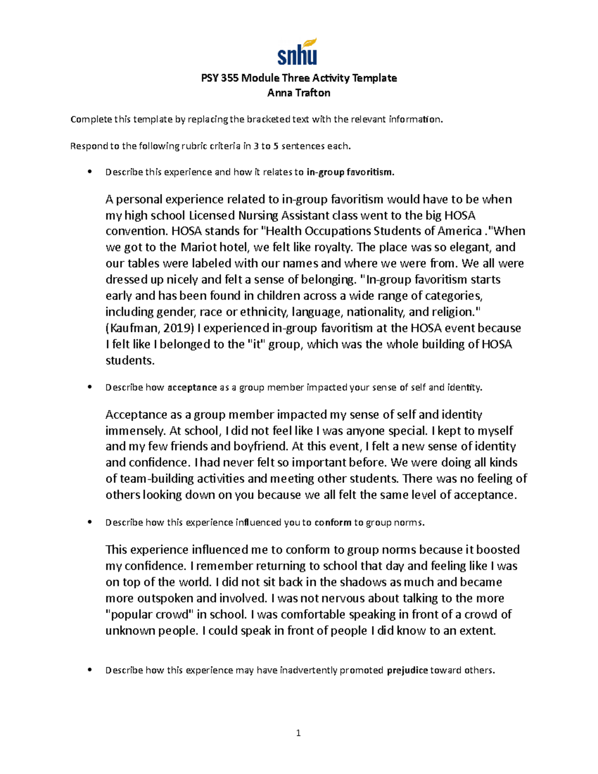 PSY 355 Module Three Activity Template - PSY 355 Module Three Activity ...