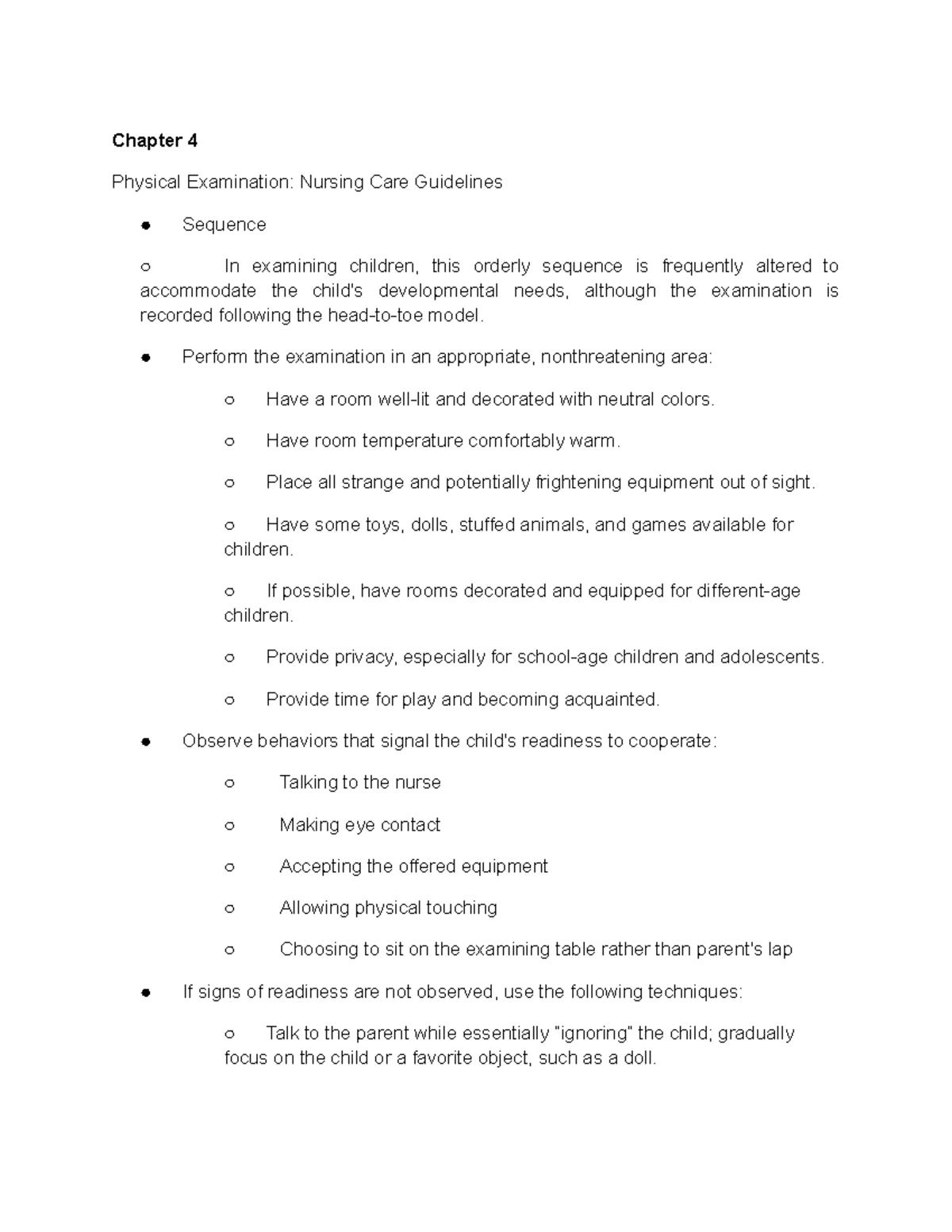 Physical Examination Nursing Care Guidelines - Perform the examination ...