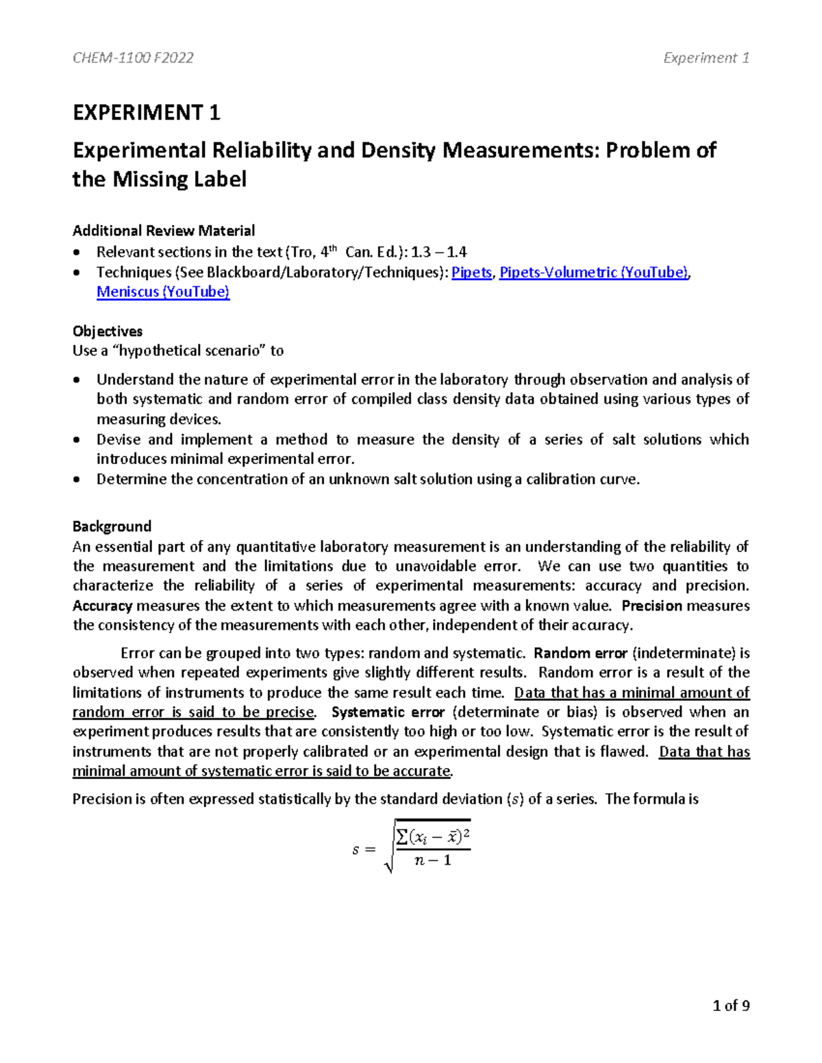 Exp.1 Experimental Reliability - EXPERIMENT 1 Experimental Reliability ...