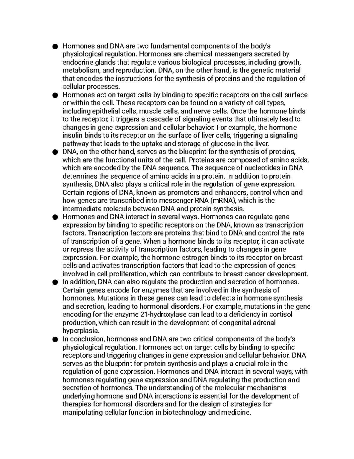 Notes on Hormones and Dna - Hormones and DNA are two fundamental ...