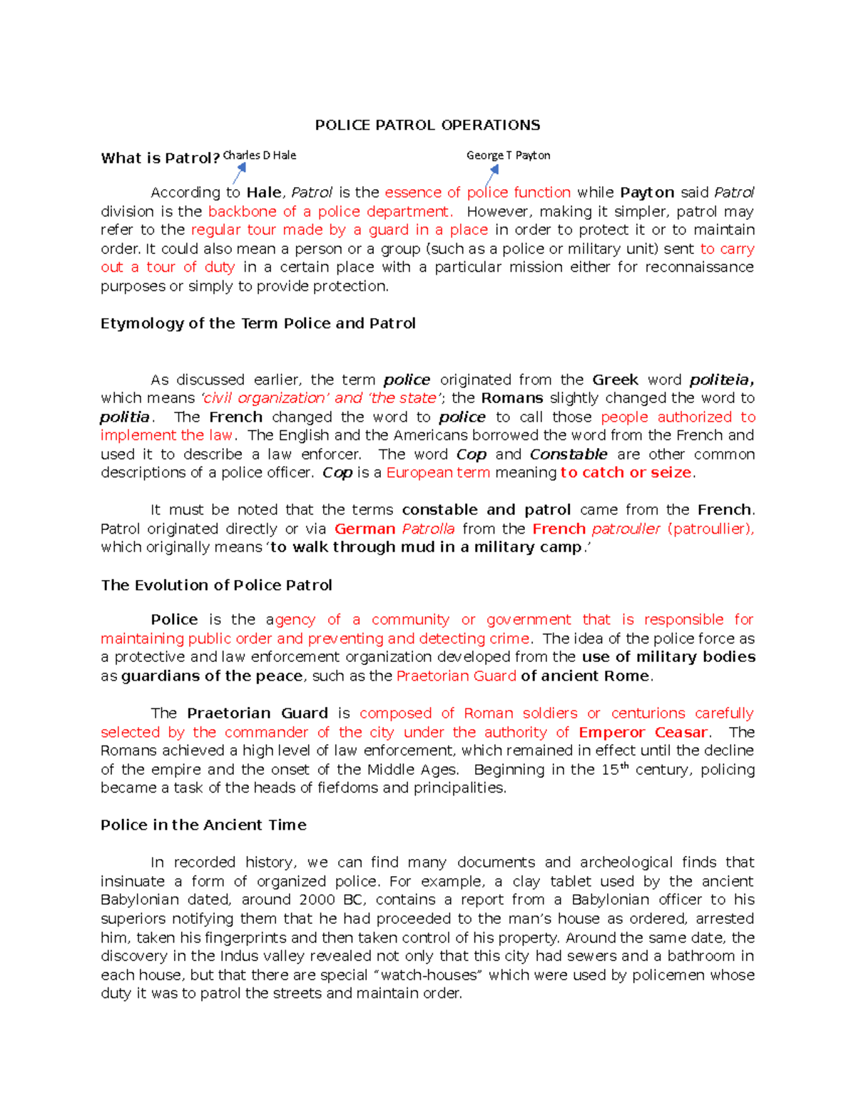 LEA Patrol and Planning - POLICE PATROL OPERATIONS What is Patrol ...