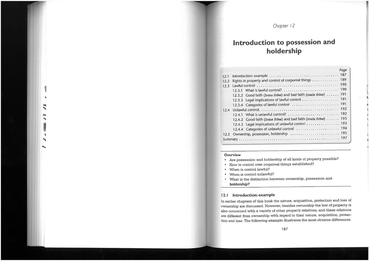 Chapters 12 - 14 - introduction to possession, acquisition and ...