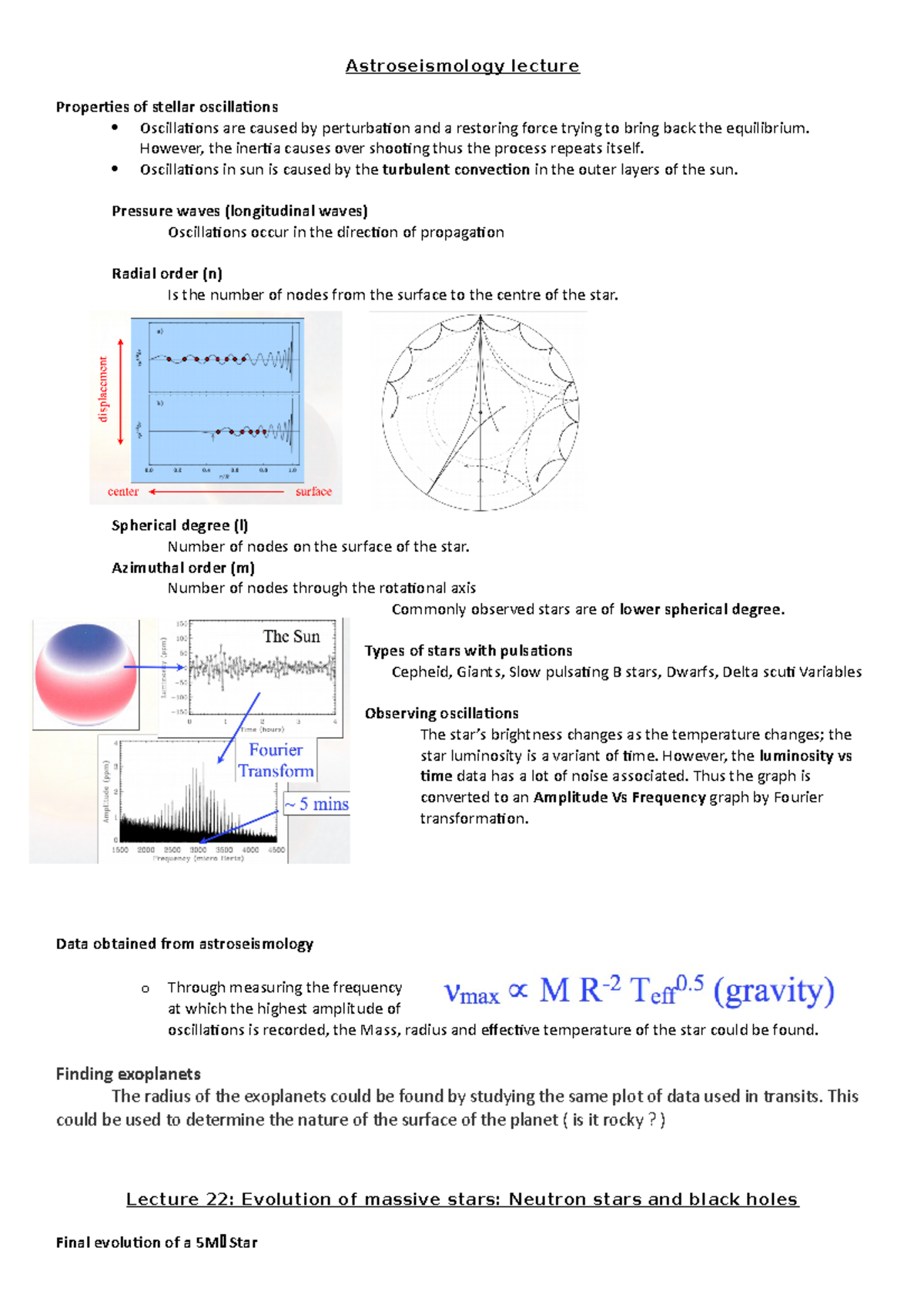 Astroseismology, Black holes - Astroseismology lecture Properties of ...