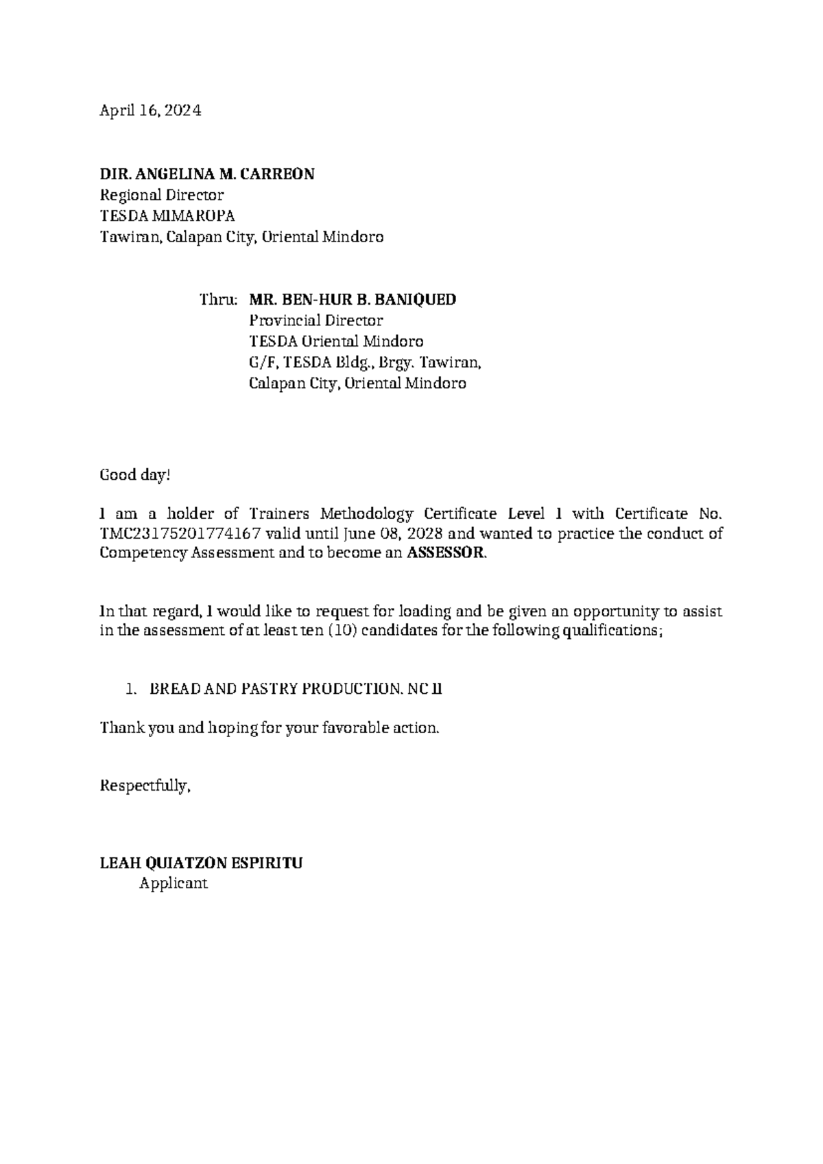 Loading Assessor Letter bpp - April 16, 2024 DIR. ANGELINA M. CARREON ...