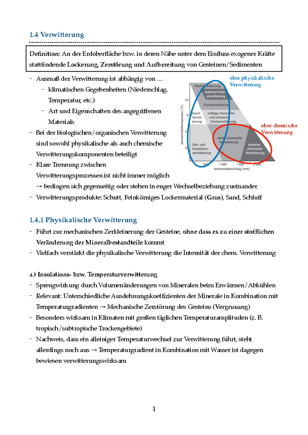 1.4 Verwitterung - Zusammenfassung des Kapitels 4 - Physische ...