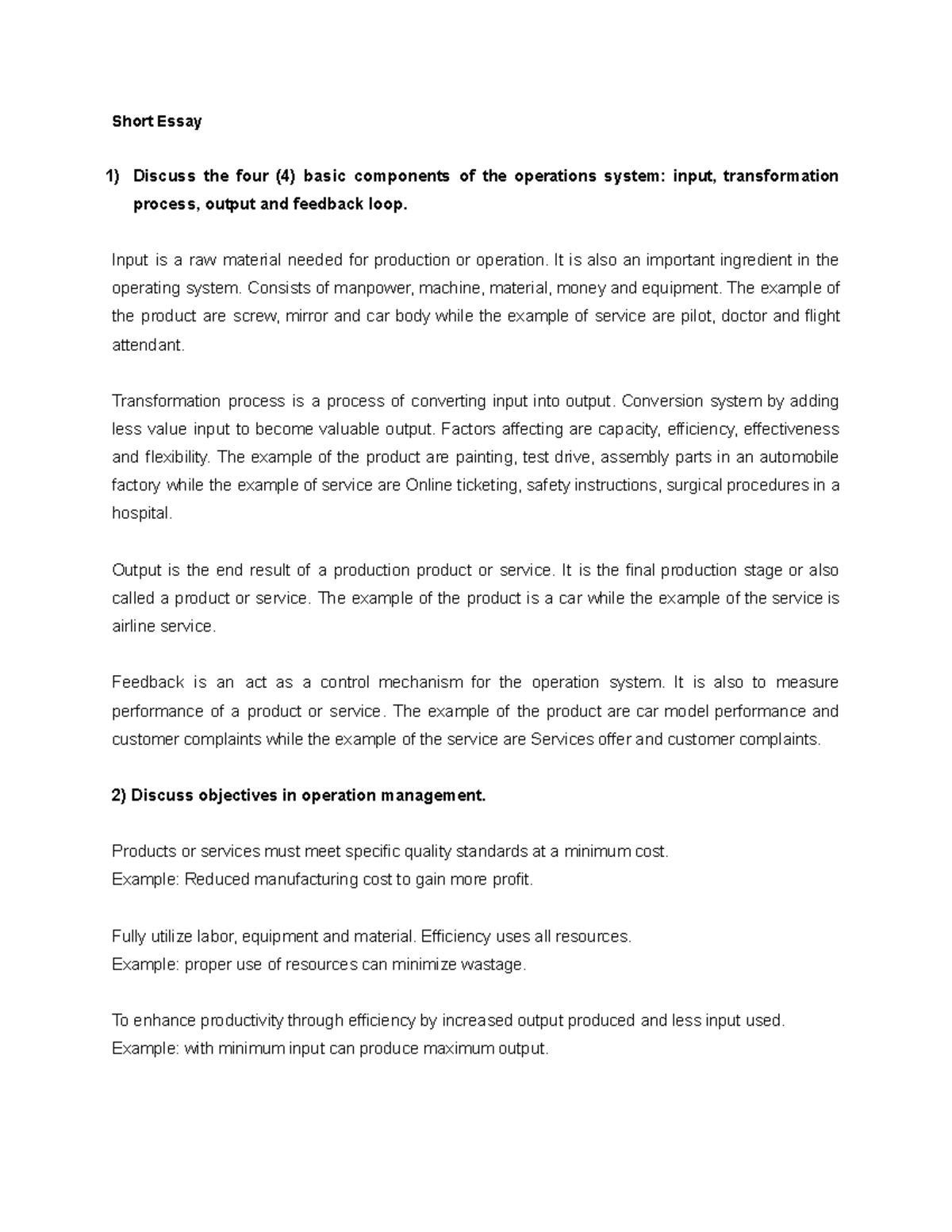 Tutorial Chapter 1 - Short Essay 1) Discuss the four (4) basic ...