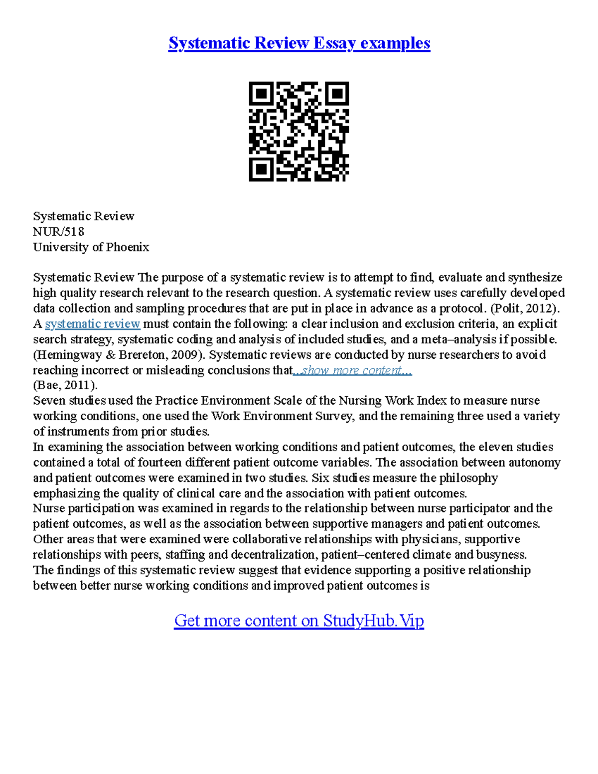 Example Of Literature Review Essays - Systematic Review Essay examples ...