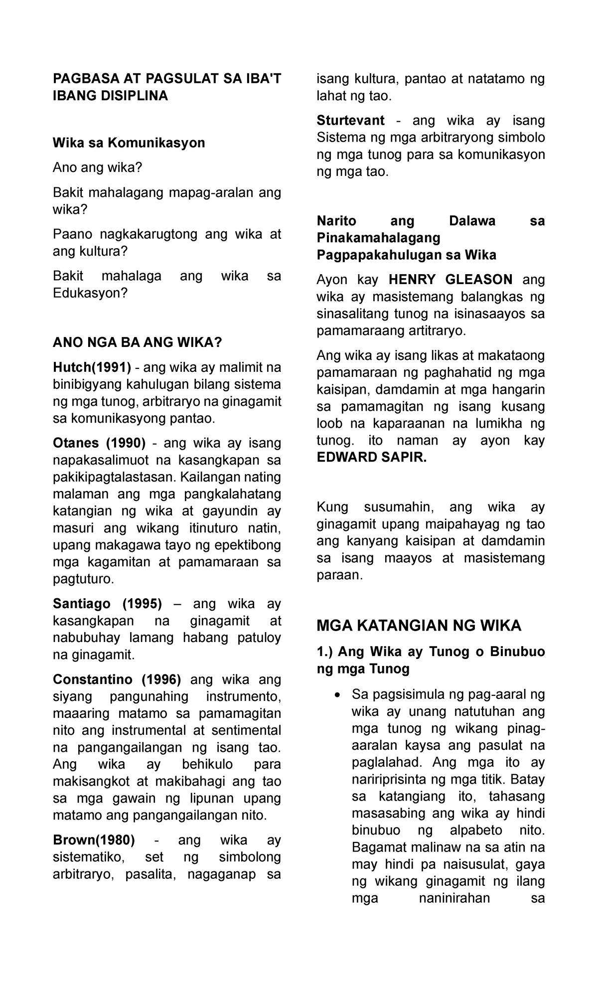 Pagbasa at pagsulat fil - PAGBASA AT PAGSULAT SA IBA'T IBANG DISIPLINA ...