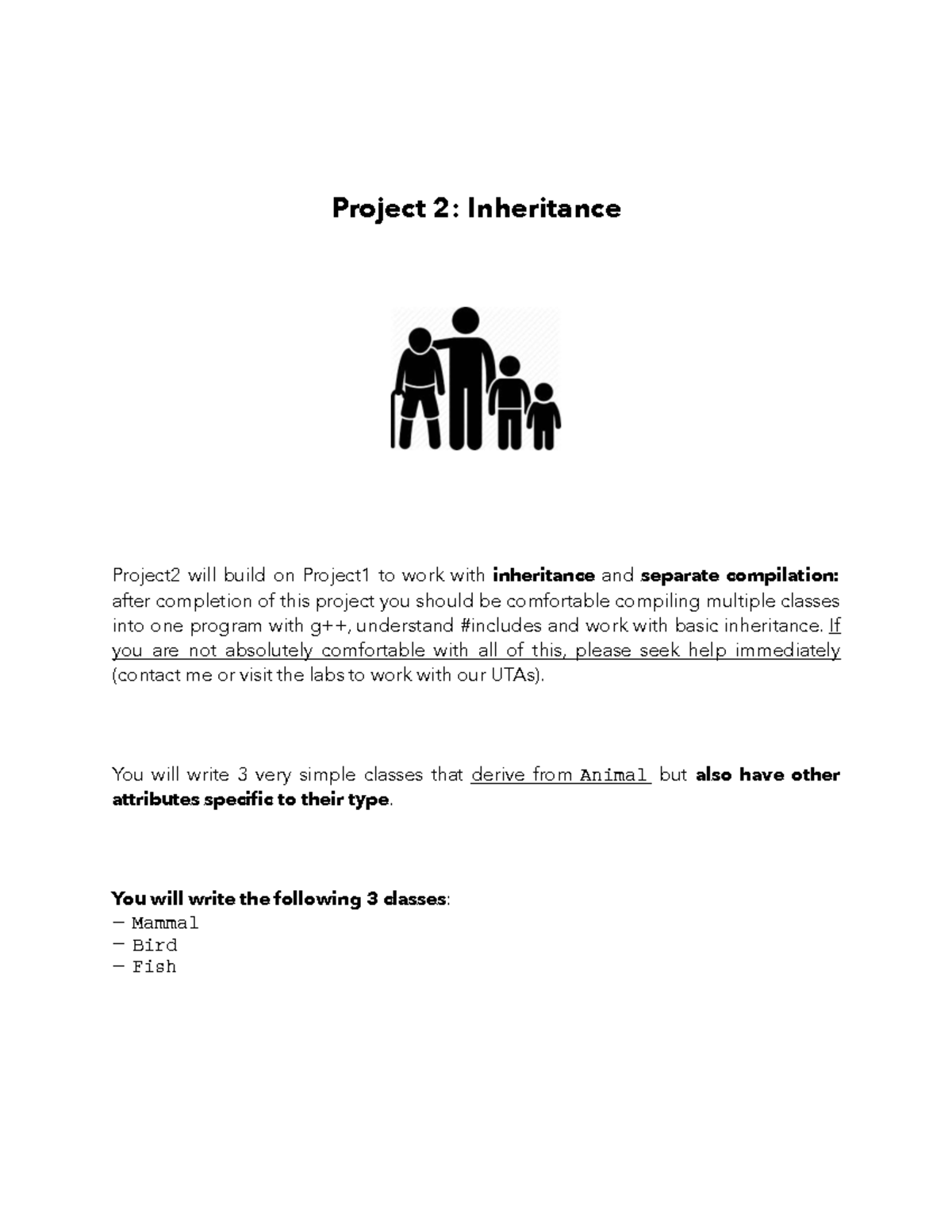 CSCI 235 Project 2 - Project 2: Inheritance Project2 will build on Project1 to work with ...