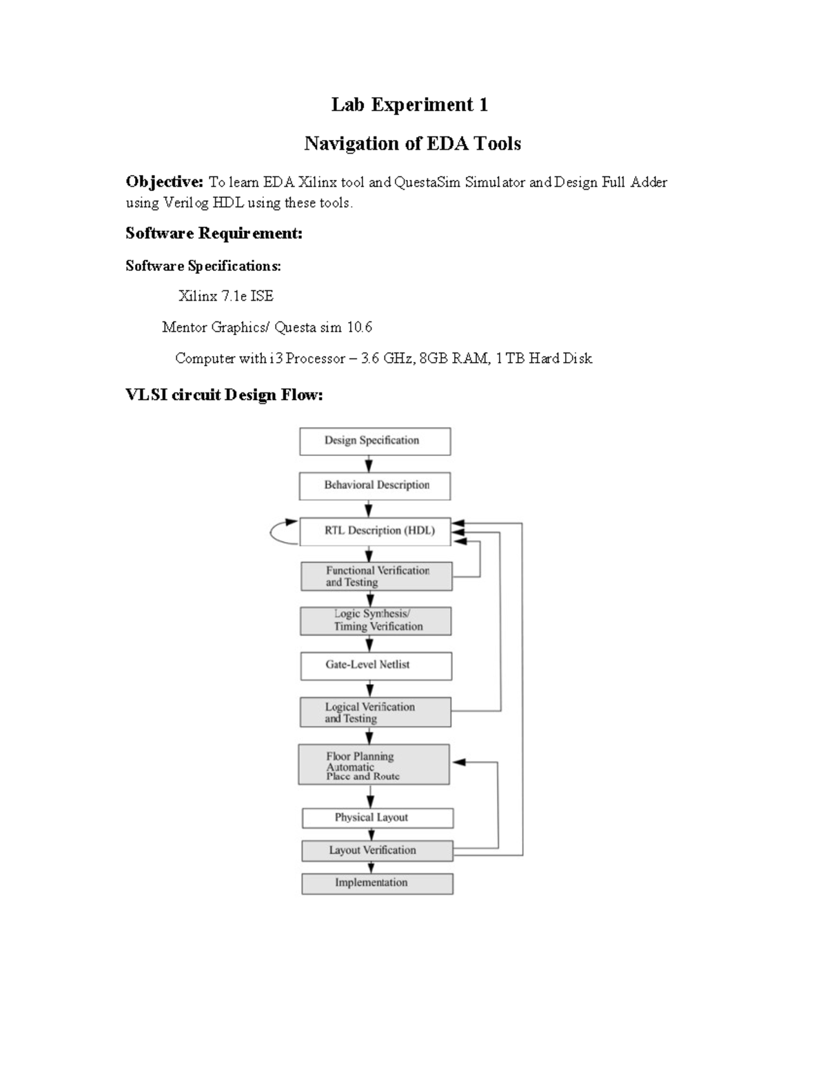 1. Navigation of EDA Tools - Lab Experiment 1 Navigation of EDA Tools Objective: To learn EDA ...