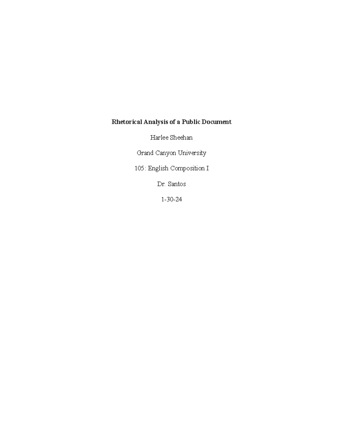 Rhetorical Analysis of a Public Document - Santos 1-30- Stop ...