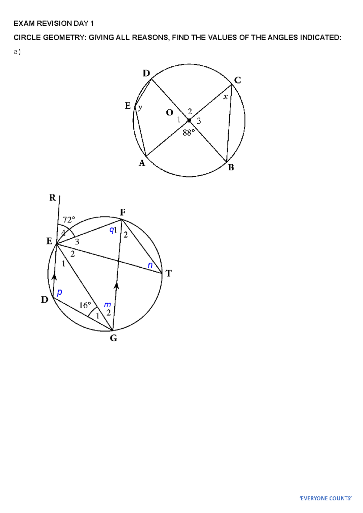 GR 10 EXAM Revision Share - ####### CIRCLE GEOMETRY: GIVING ALL REASONS ...