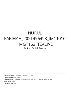 MGT 162- Individual Report - MGT 162 FUNDAMENTALS OF MANAGEMENT ...