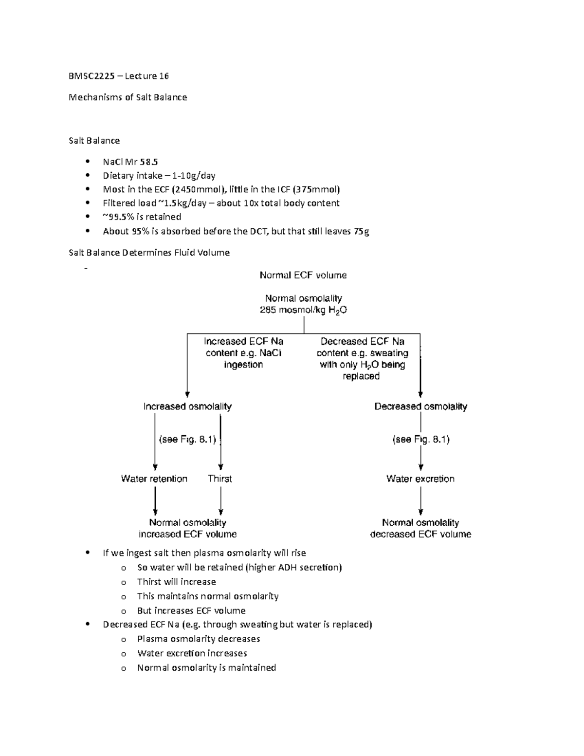 Lecture 16 - Mechanisms of Salt Balance - BMSC2225 – Lecture 16 ...