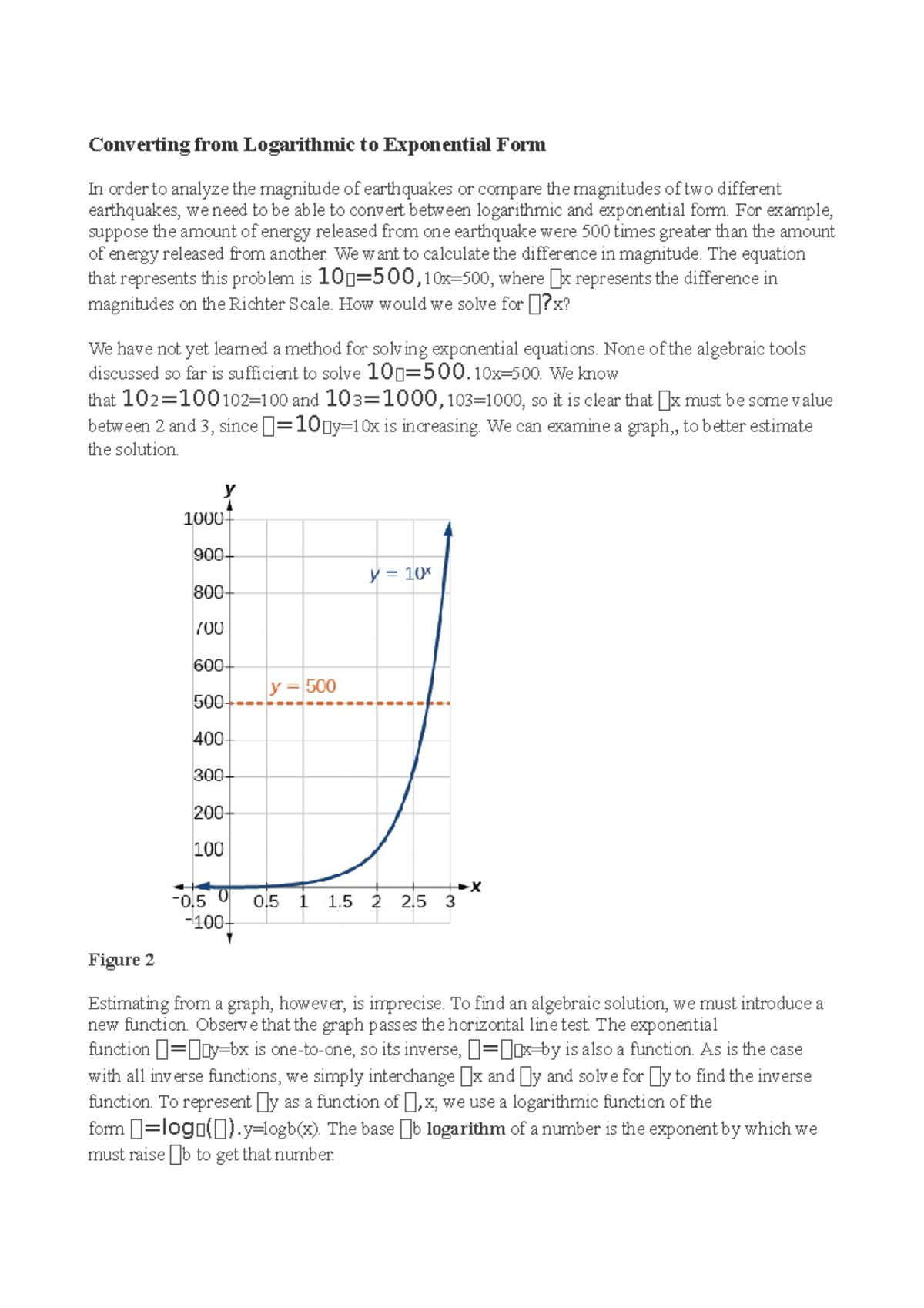 6.3 logarithmic functions - Converting from Logarithmic to Exponential ...