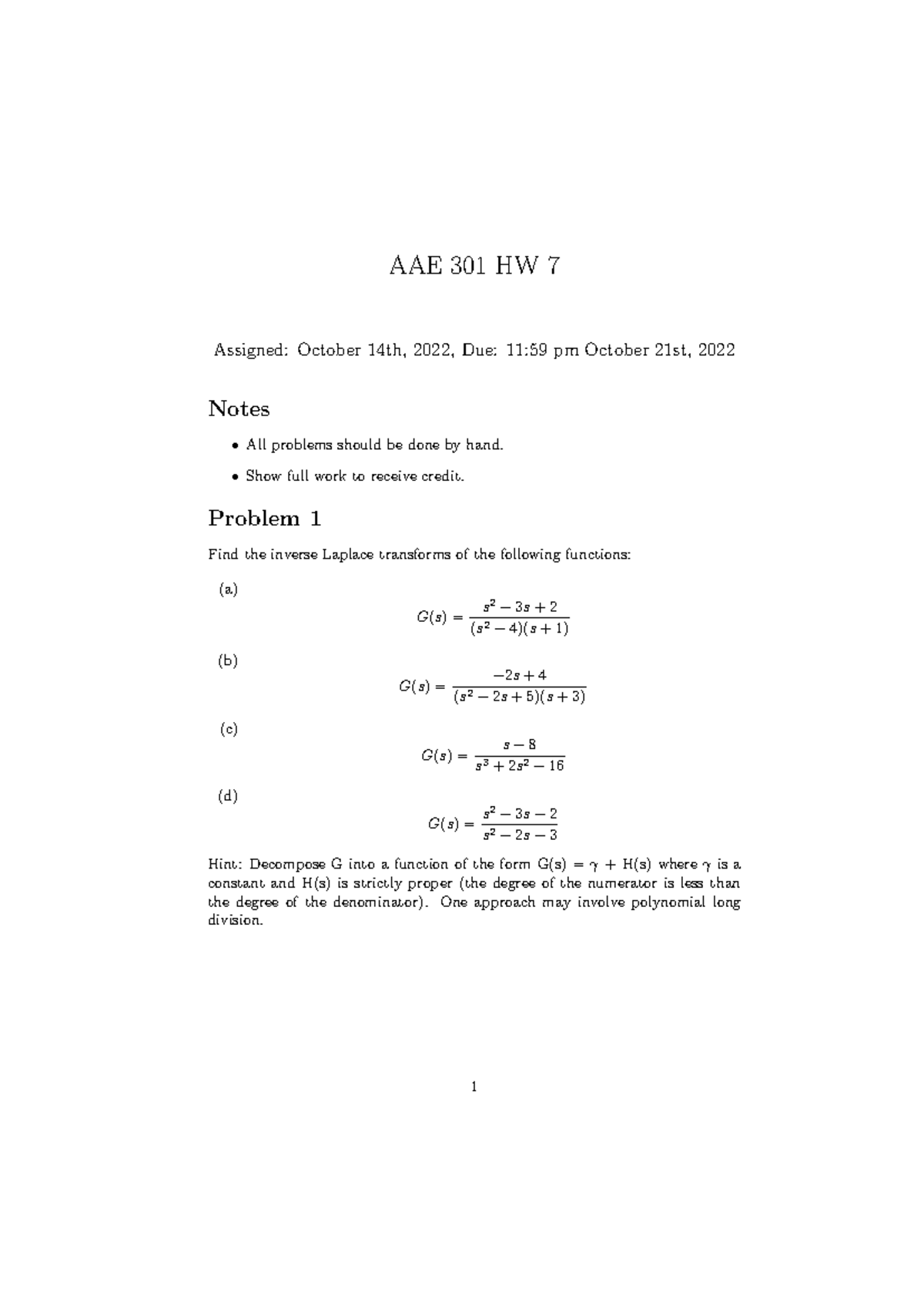 AAE 301 HW7 - hw 7 - AAE 301 HW 7 Assigned: October 14th, 2022, Due: 11 ...