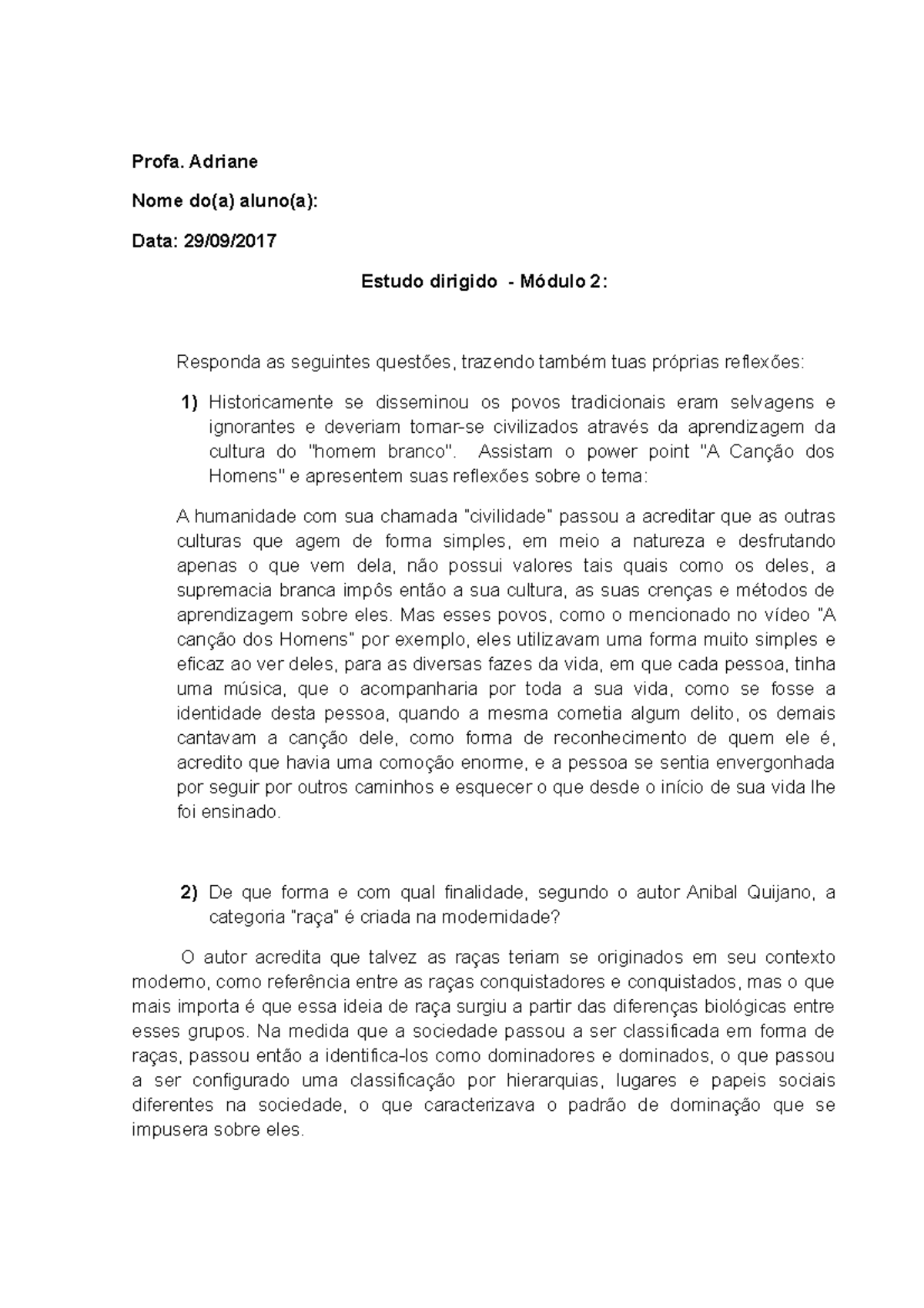 Exemplo De Um Estudo Dirigido - BRAINCP
