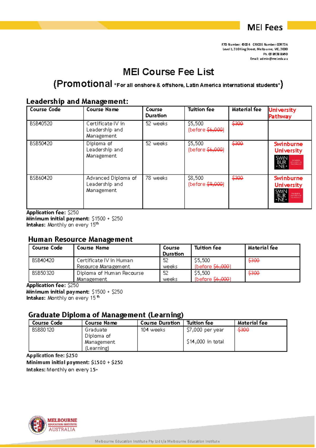 Price List Promotion Latin America End year 2023 - RTO Number: 45054 ...