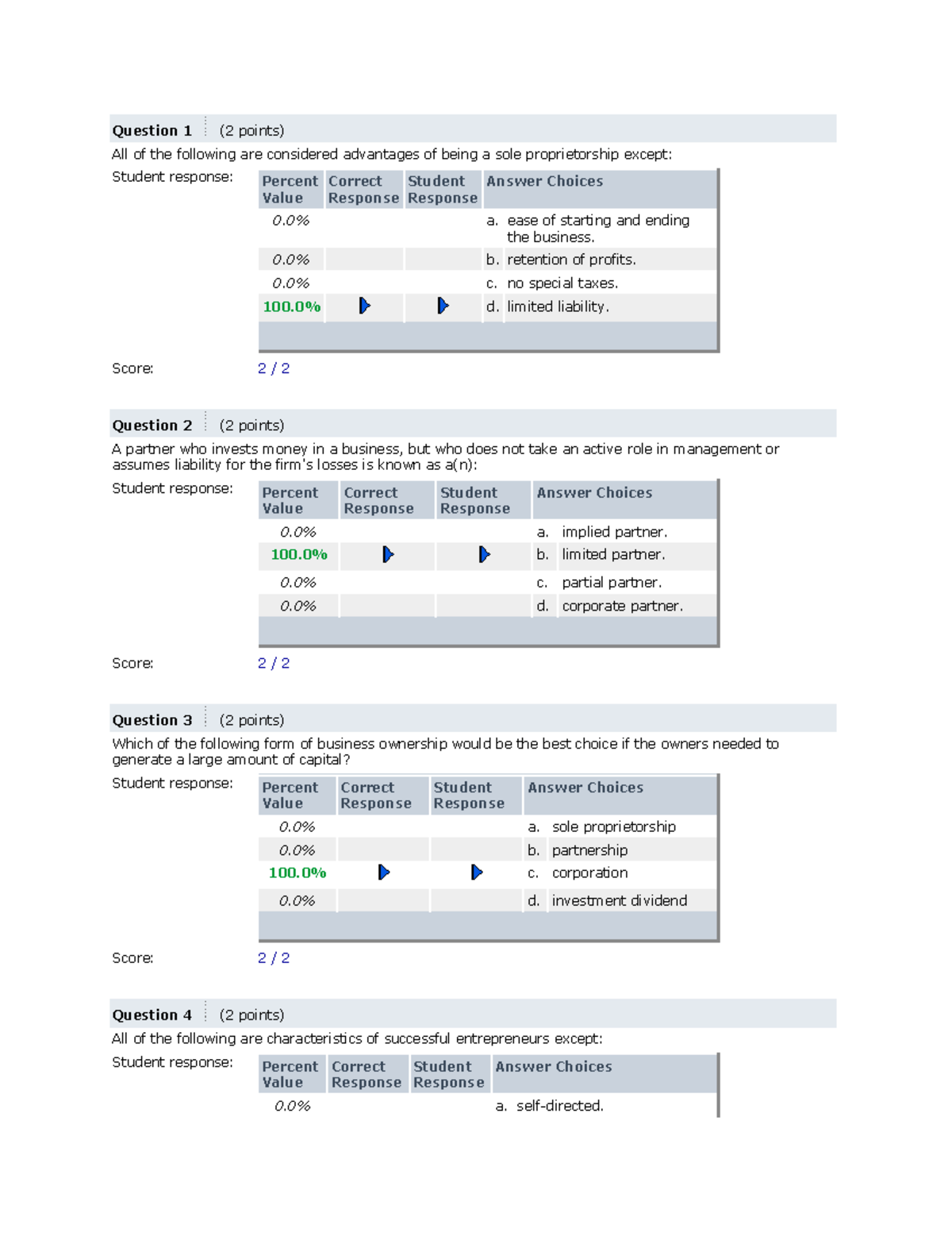 Chapert 4 quiz - AC505 - Question 1 (2 points) All of the following are considered advantages of ...