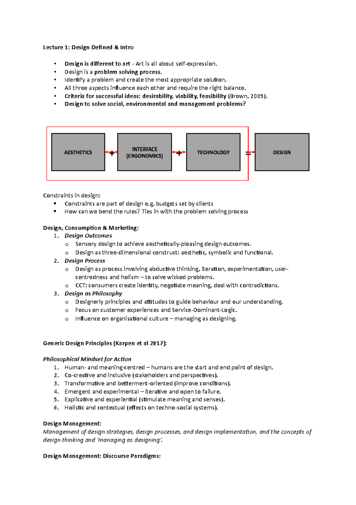 Lecture one- design - Lecture 1: Design Defined & Intro Design is ...
