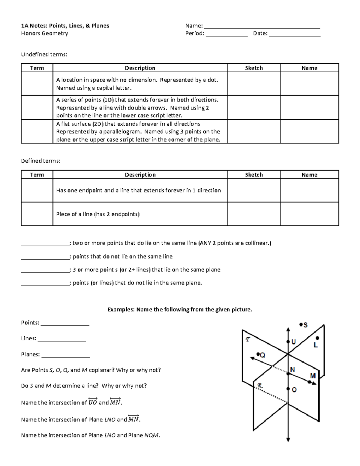 1A+Notes-+Points,+Lines,+Planes - 1A Notes: Points, Lines, & Planes ...
