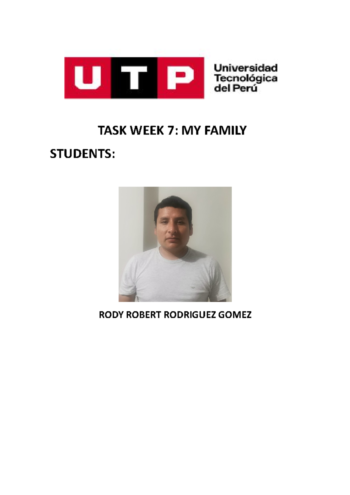Task week 7 MY Family - ingles - TASK WEEK 7: MY FAMILY STUDENTS: RODY ...