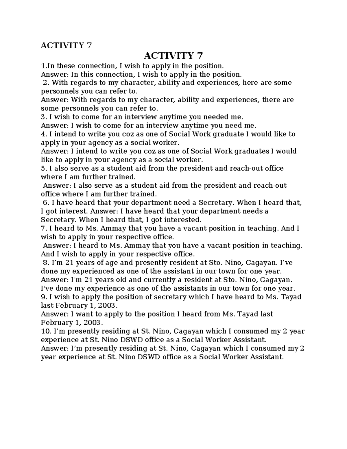 activity 8 eng02 lecture note bsba marketing - ACTIVITY 7 ACTIVITY 7 1 ...