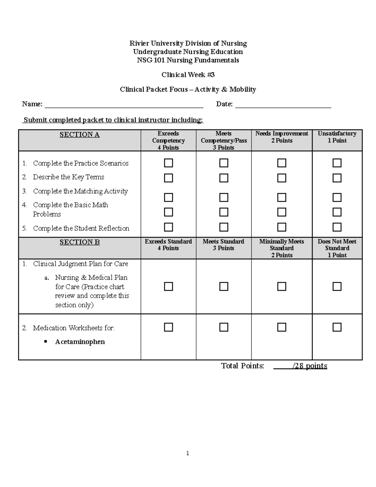 Week 3 Clinical Packet - Rivier University Division of Nursing ...