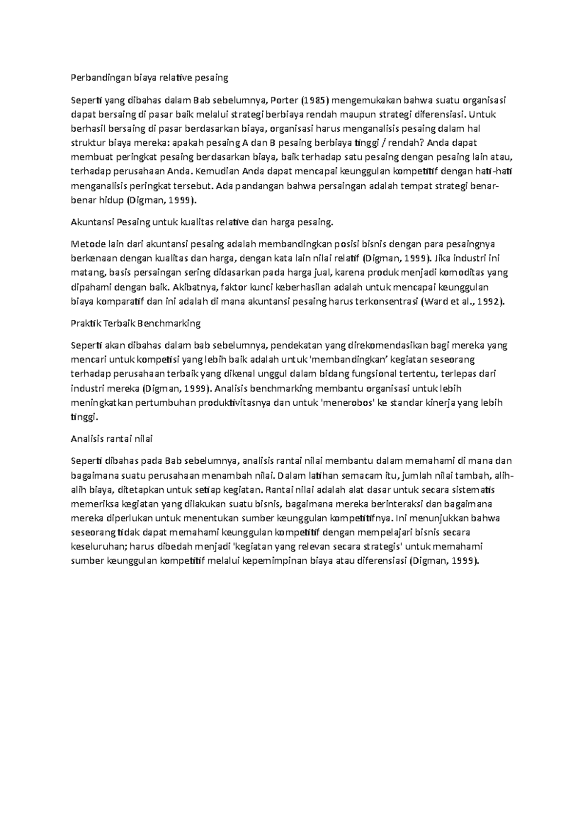 Perbandingan biaya relative pesaing - Perbandingan biaya relative ...