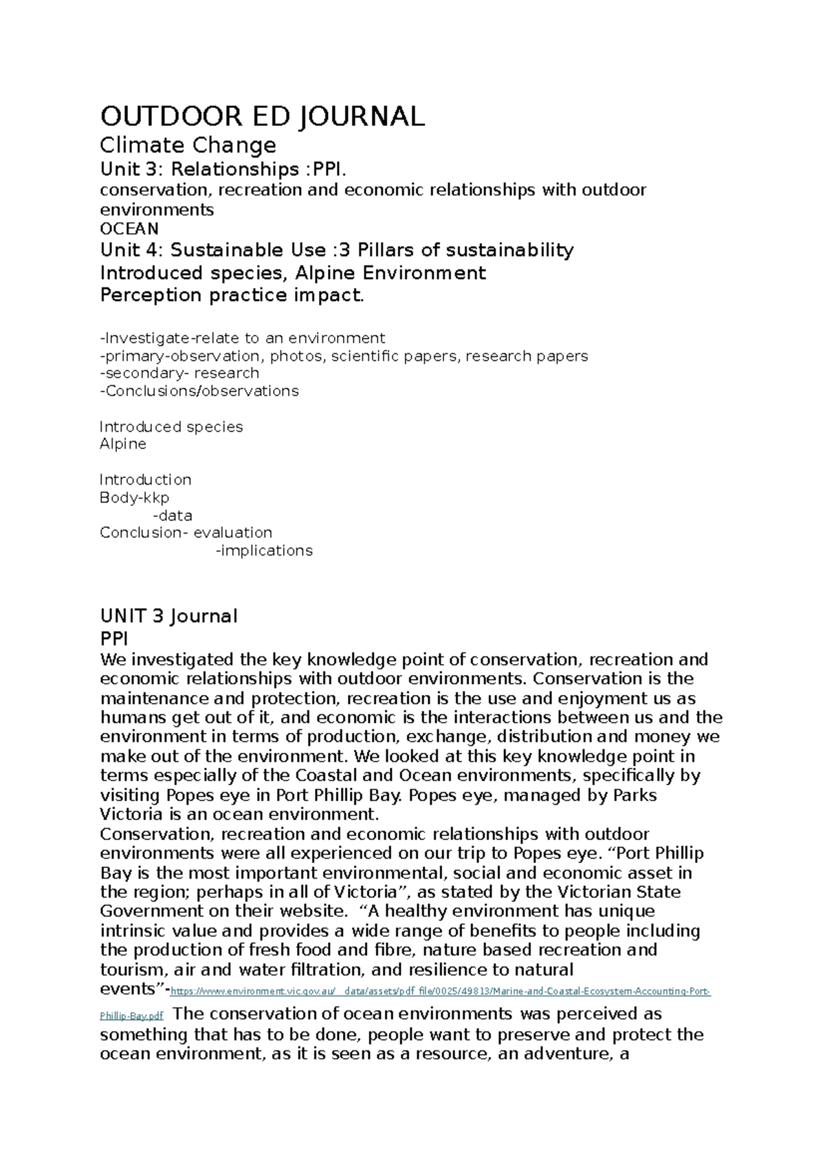 Outdoor ED Journal - OUTDOOR ED JOURNAL Climate Change Unit 3 ...