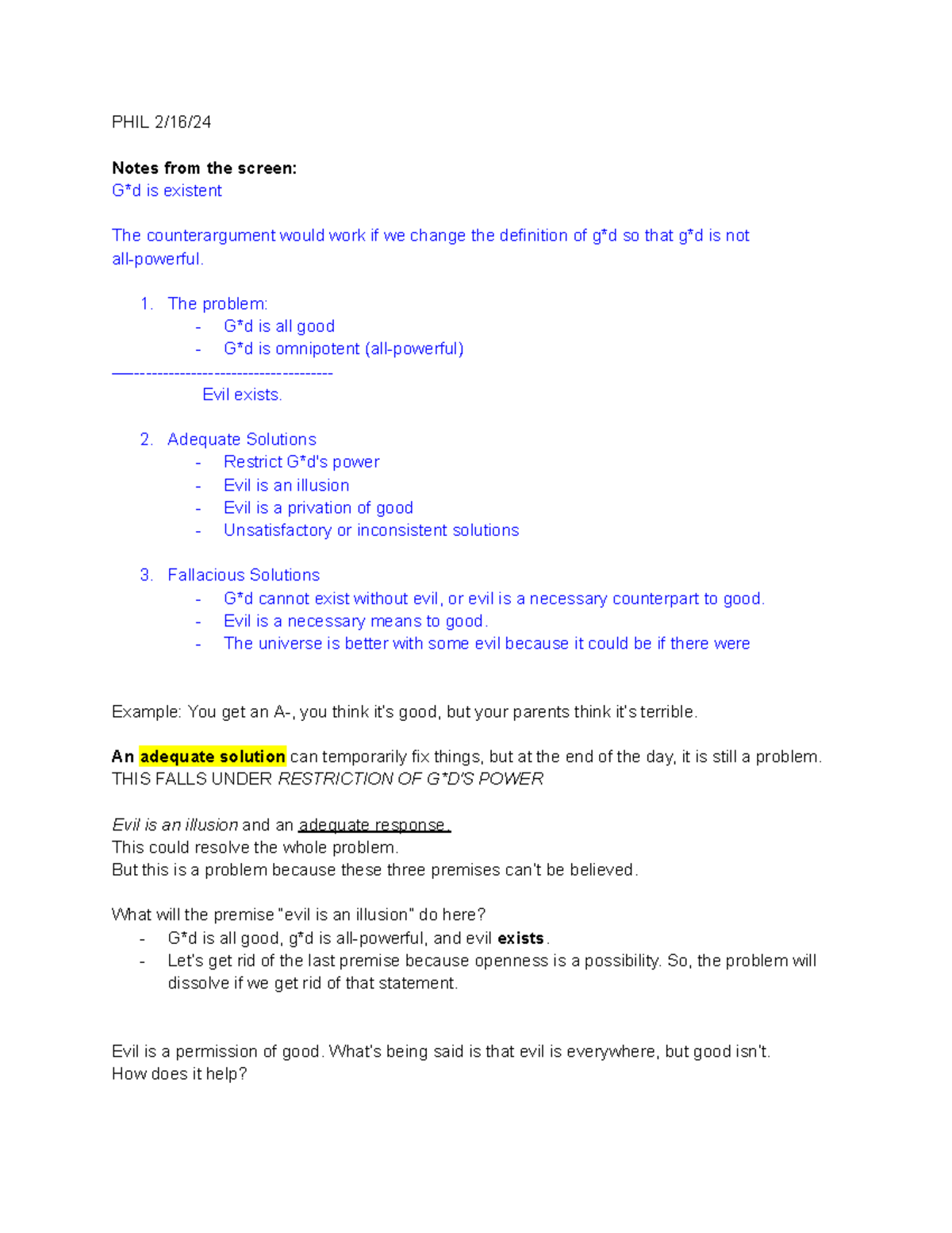 Phil 1000 2:16:24 - Phil. 1000 - 176 Professor Mr. Lekarew Spring 2024 ...