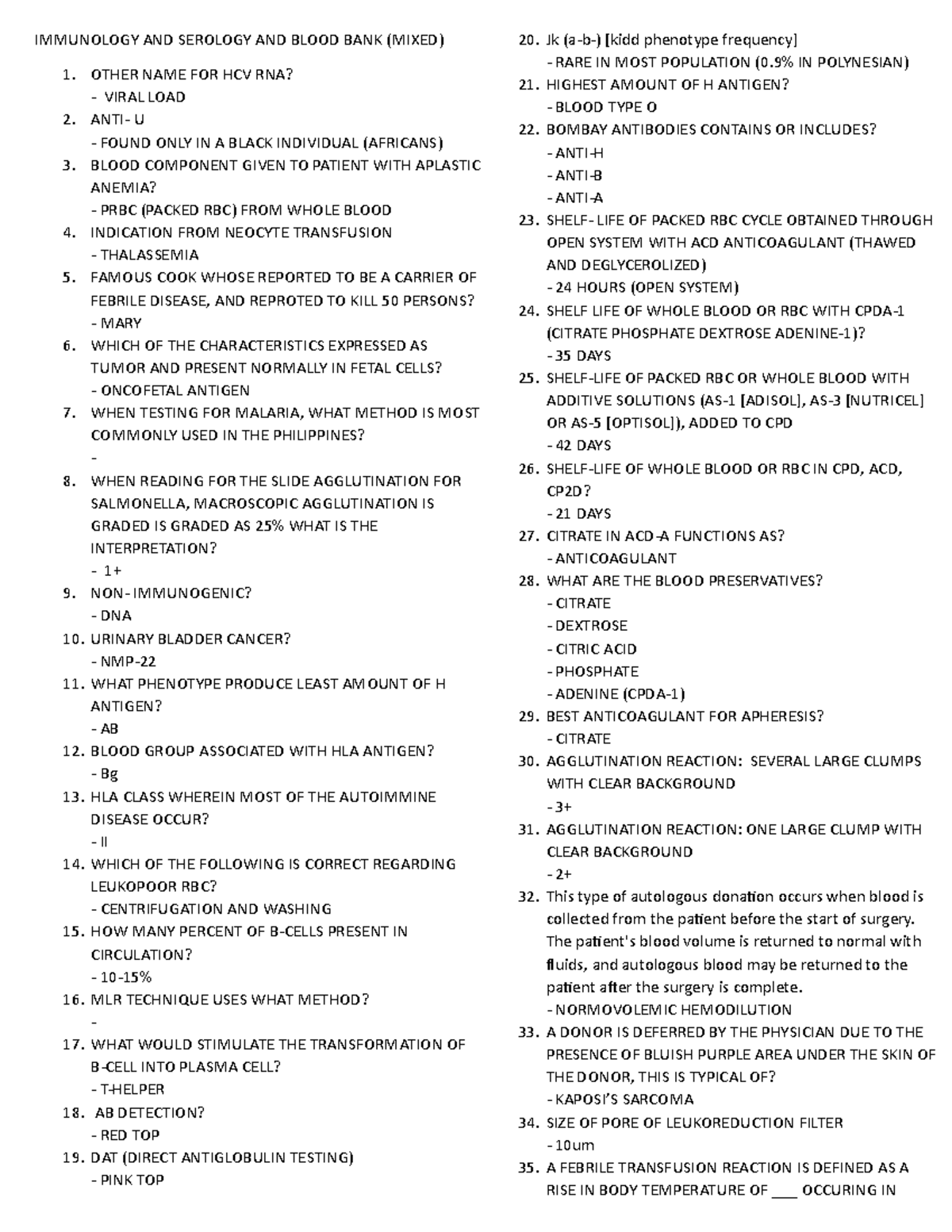 Immunology AND Serology AND Blood BANK - IMMUNOLOGY AND SEROLOGY AND ...