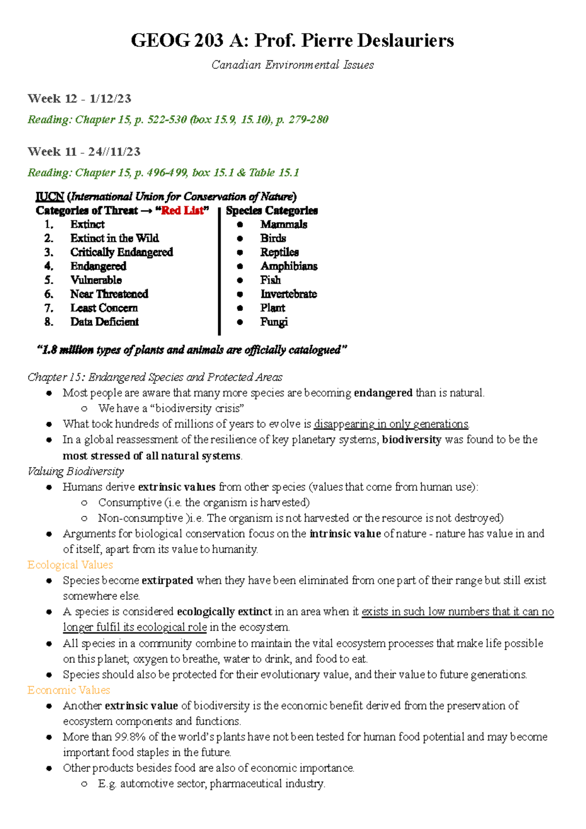 GEOG 203 Full Class Notes - GEOG 203 A: Prof. Pierre Deslauriers ...
