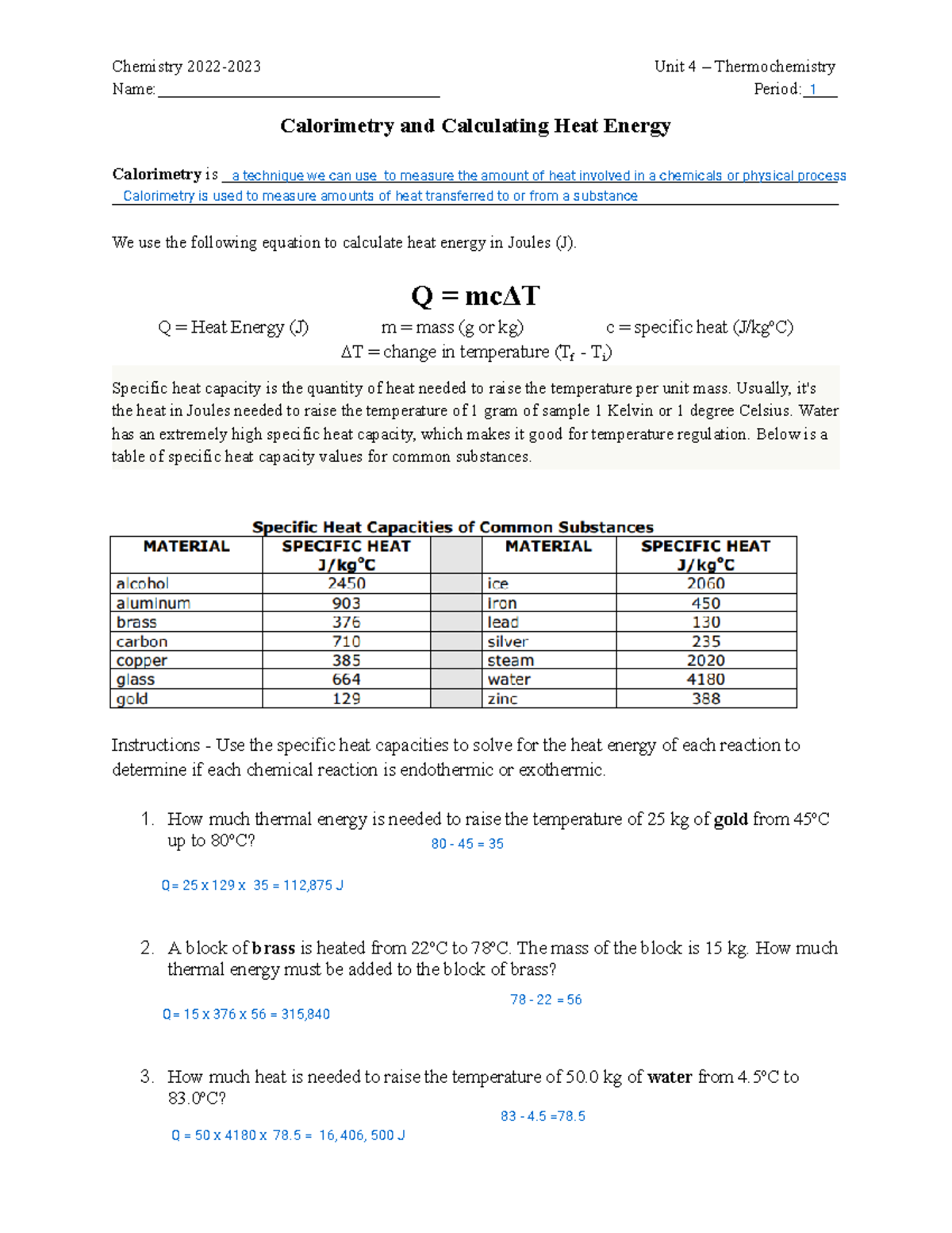 Kami Export - Luis Alvarez Castillo - Calorimetry practice - Chemistry ...