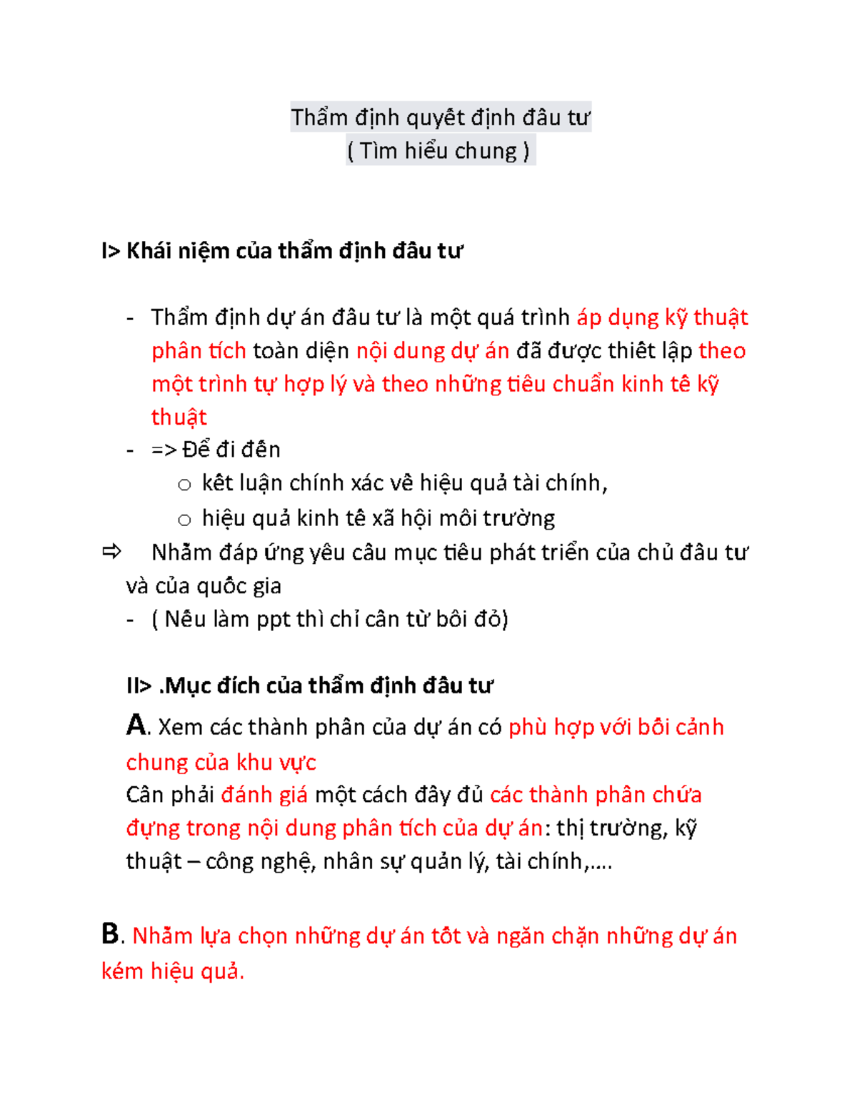 Chung quy về thẩm định đầu tư dự án - Th m đ nh quyếết đ nh đầầu tẩ ị ị ư ( Tìm hi u chung )ể I ...
