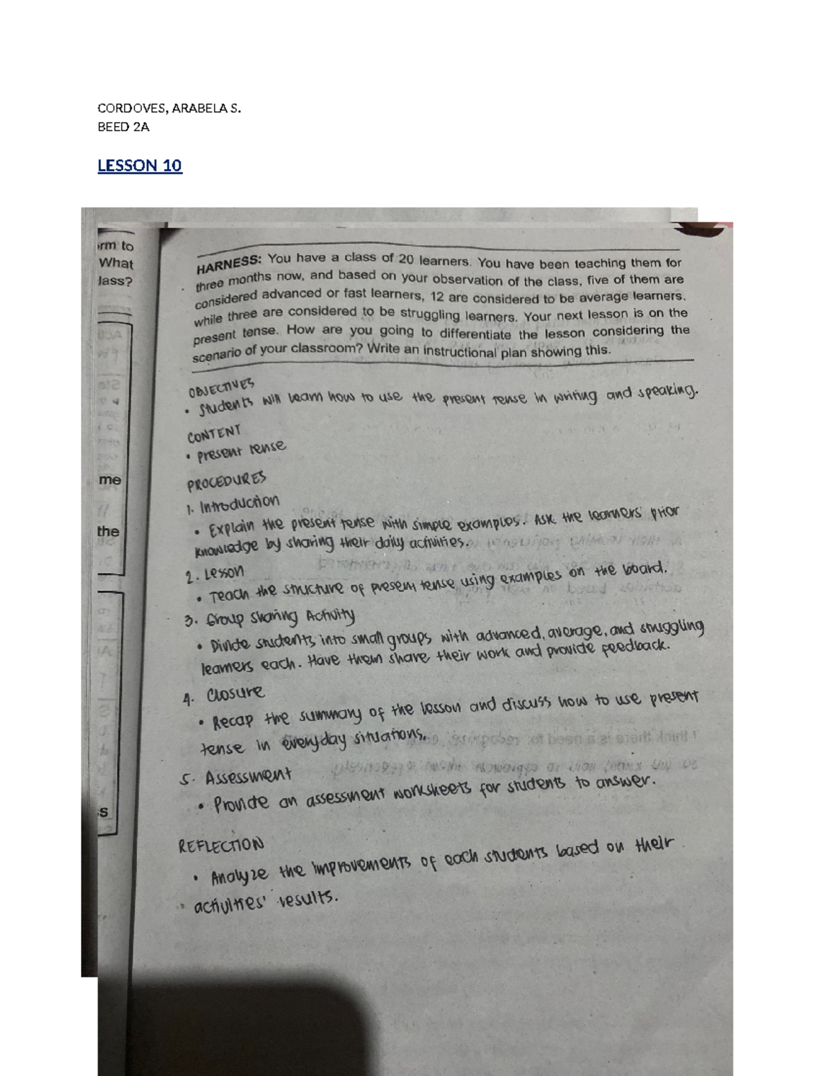 Lesson 10 - Teaching English in elementary grades - CORDOVES, ARABELA S. BEED 2A LESSON 10 rm to ...