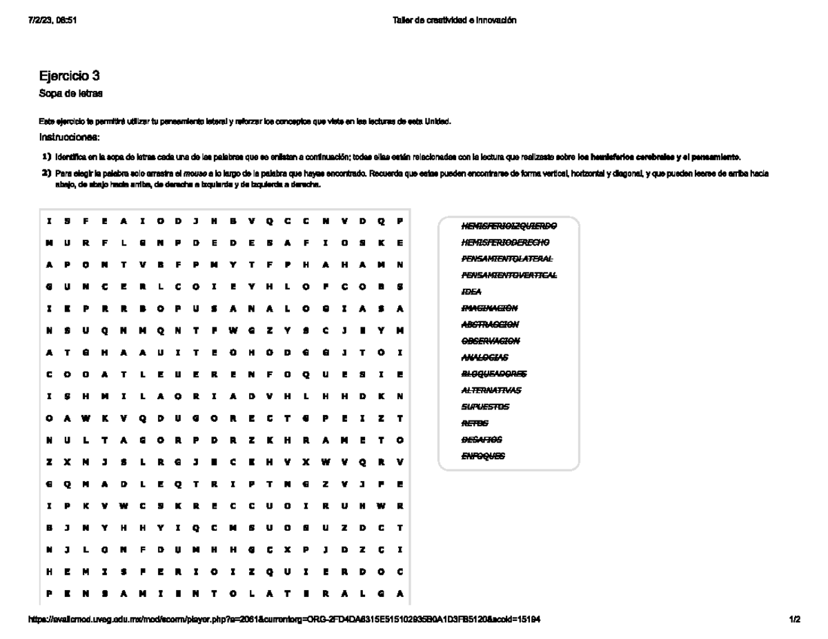 02.-U2 Ejercicio 03 Sopa de Letras - Herramientas Digitales - Studocu