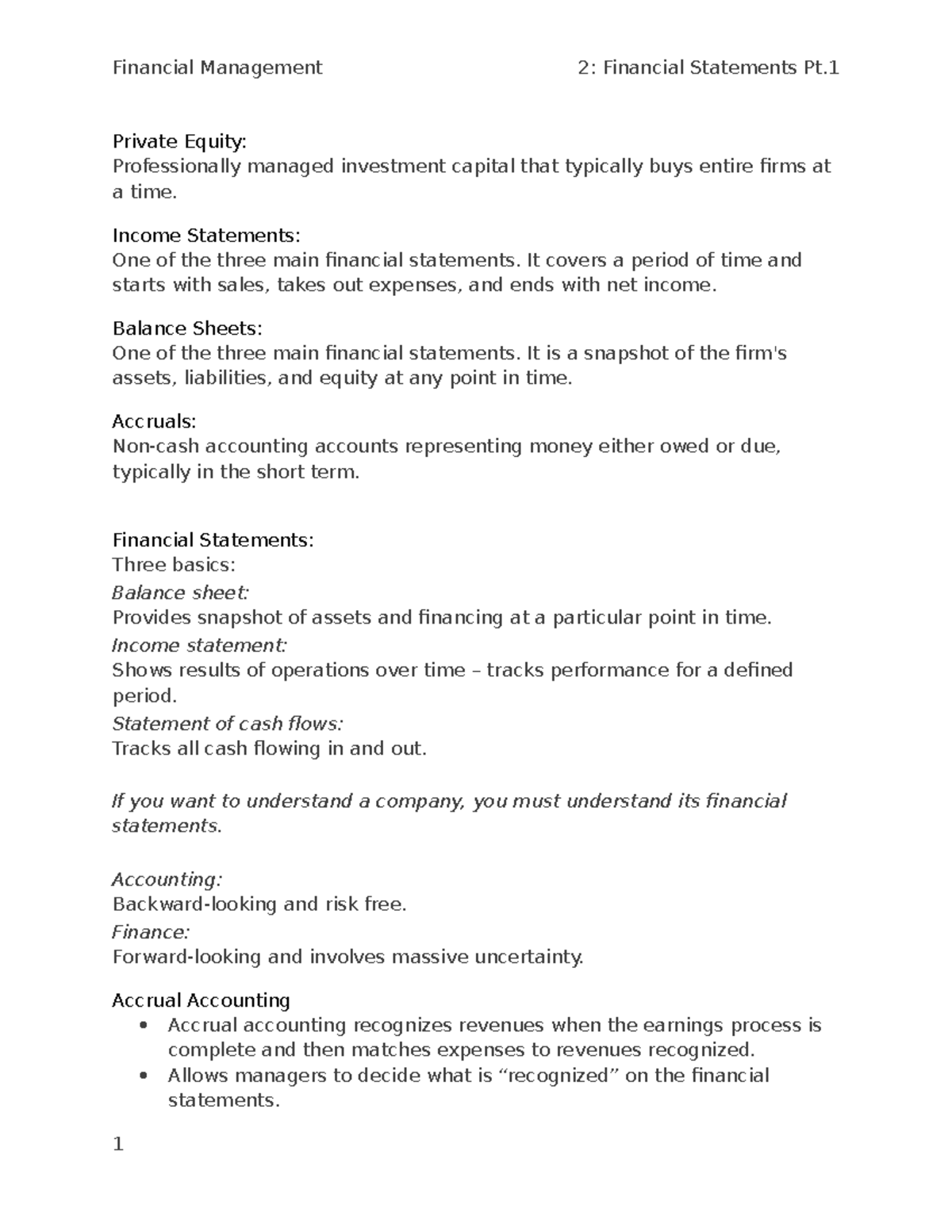 Financial Management - Section 2 | Financial Statements - Financial ...
