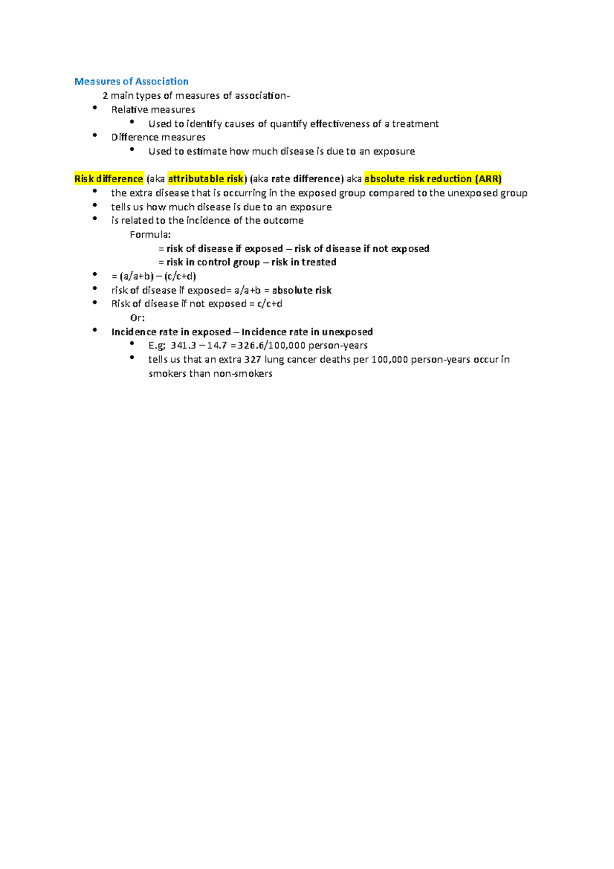 Measures of Association - Studocu