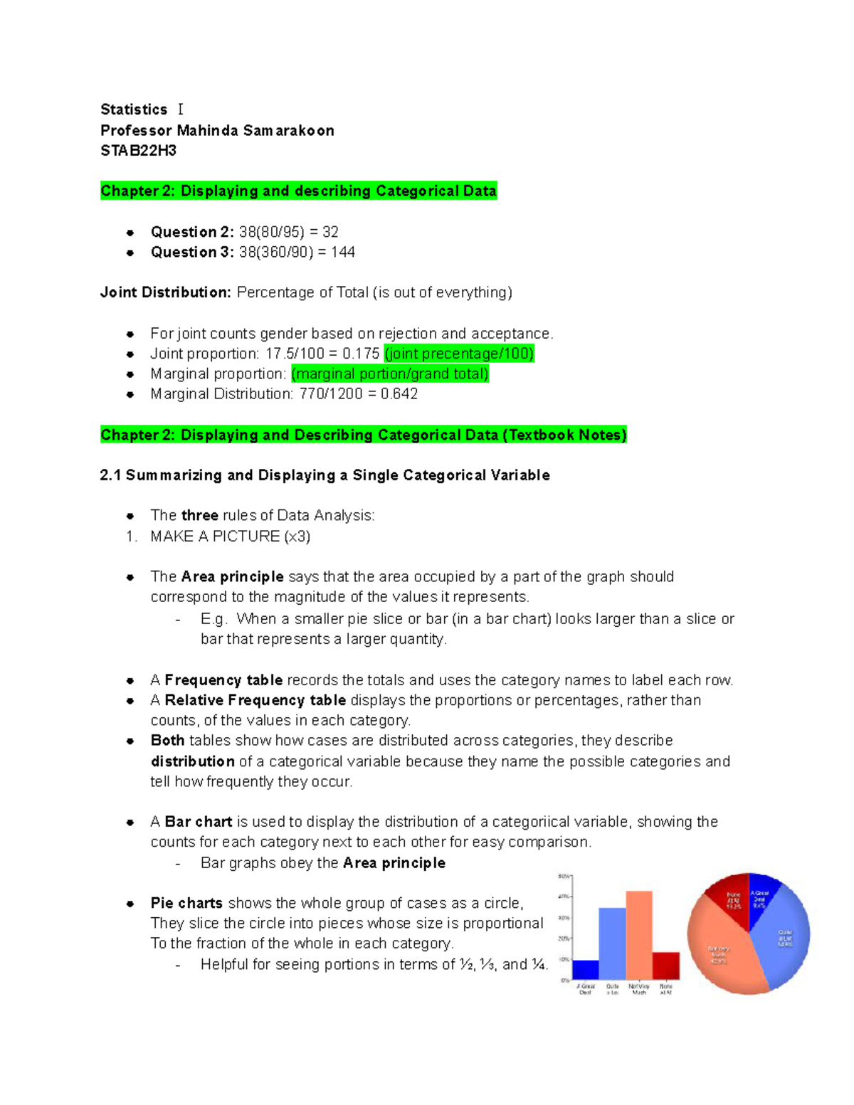Statistics 1 Chapter 2 Notes - Statistics I Professor Mahinda ...